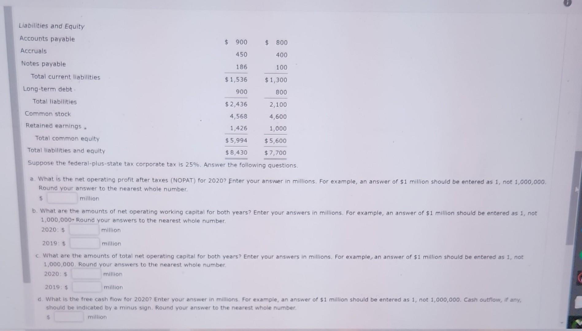 Solved a. What is the net operating profit after taxes | Chegg.com