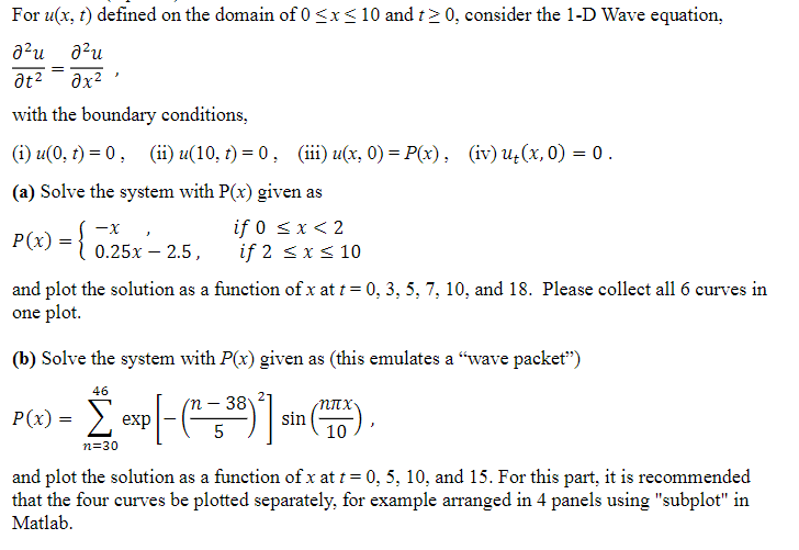 For u(x,t) ﻿defined on the domain of 0≤x≤10 ﻿and t≥0, | Chegg.com