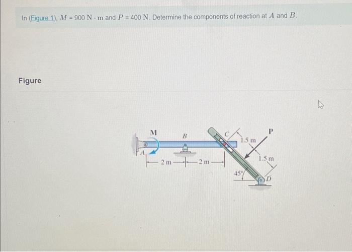 Solved In (Figure 1), M=900 N⋅m and P=400 N. Determine the | Chegg.com