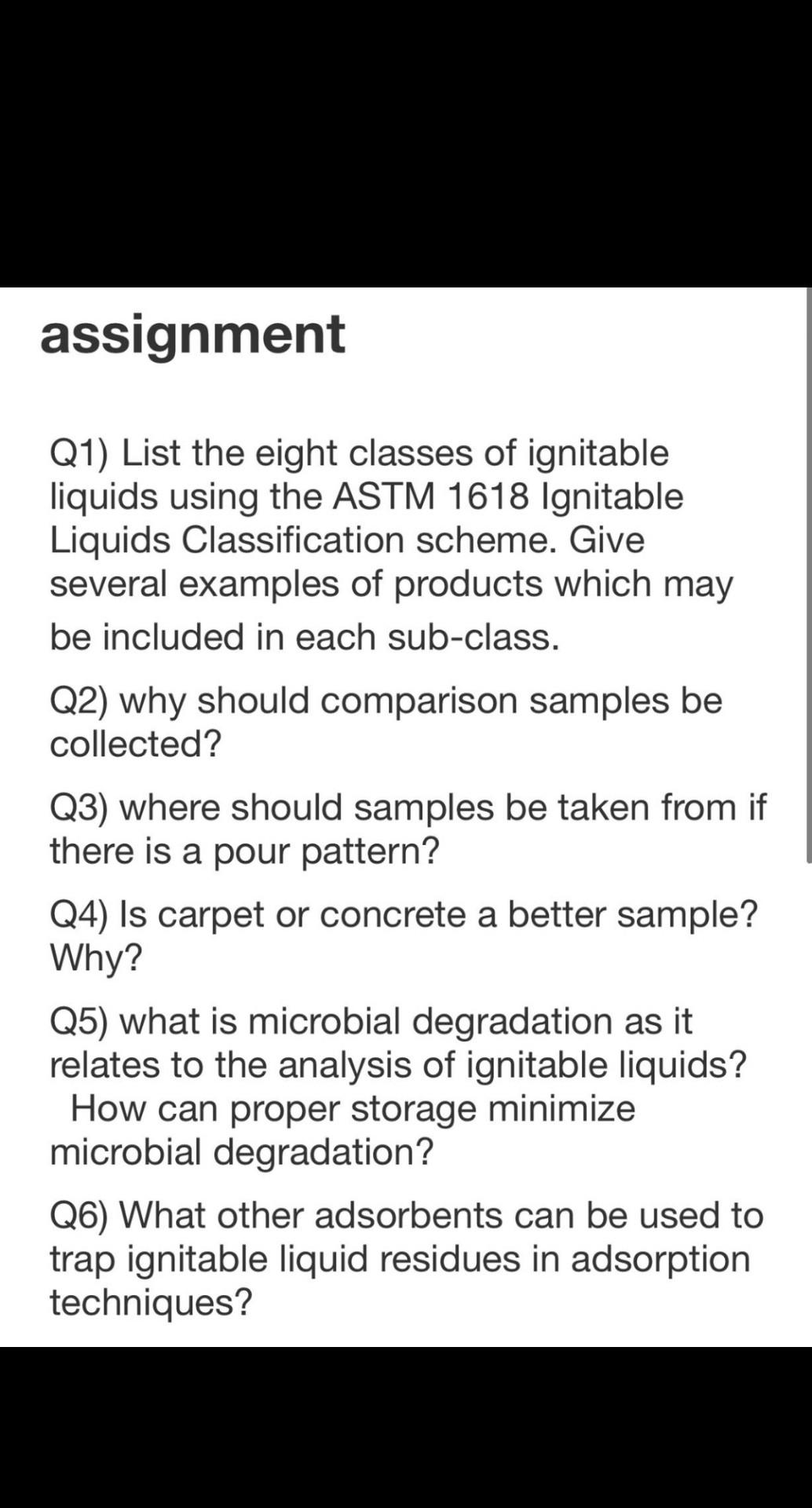 Solved assignment Q1) List the eight classes of ignitable | Chegg.com