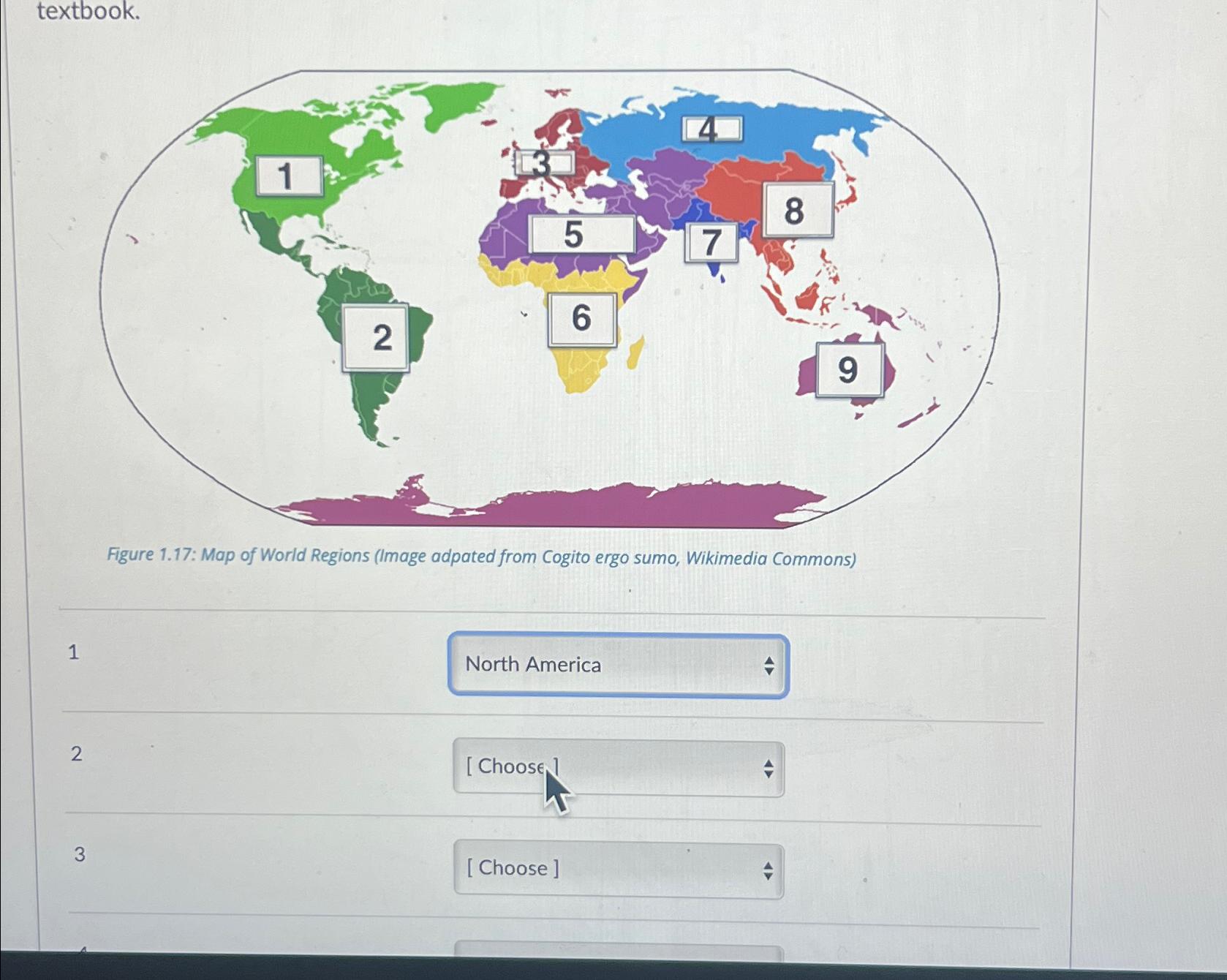 Solved textbook.Figure 1.17: Map of World Regions (Image | Chegg.com