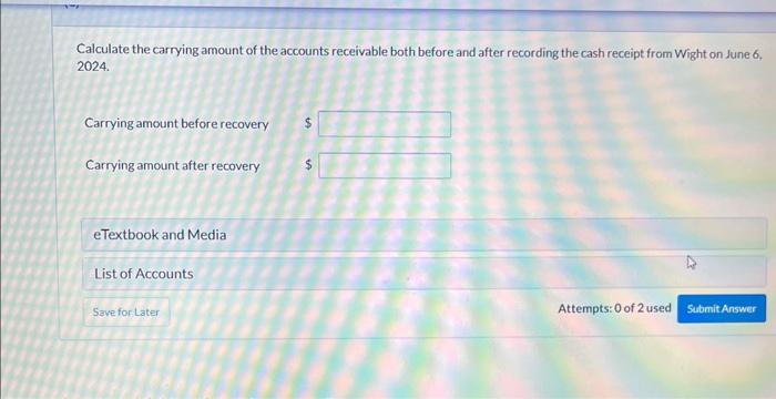 Calculate the carrying amount of the accounts | Chegg.com
