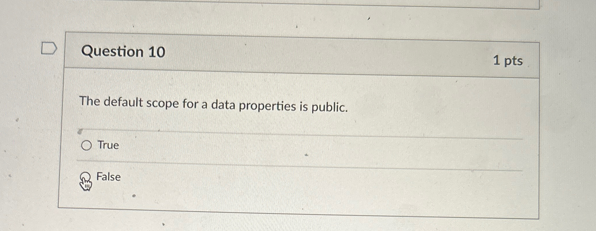 Solved Question 101 ptsThe default scope for a data | Chegg.com Solved Question 101 ptsThe default scope for a data | Chegg.com