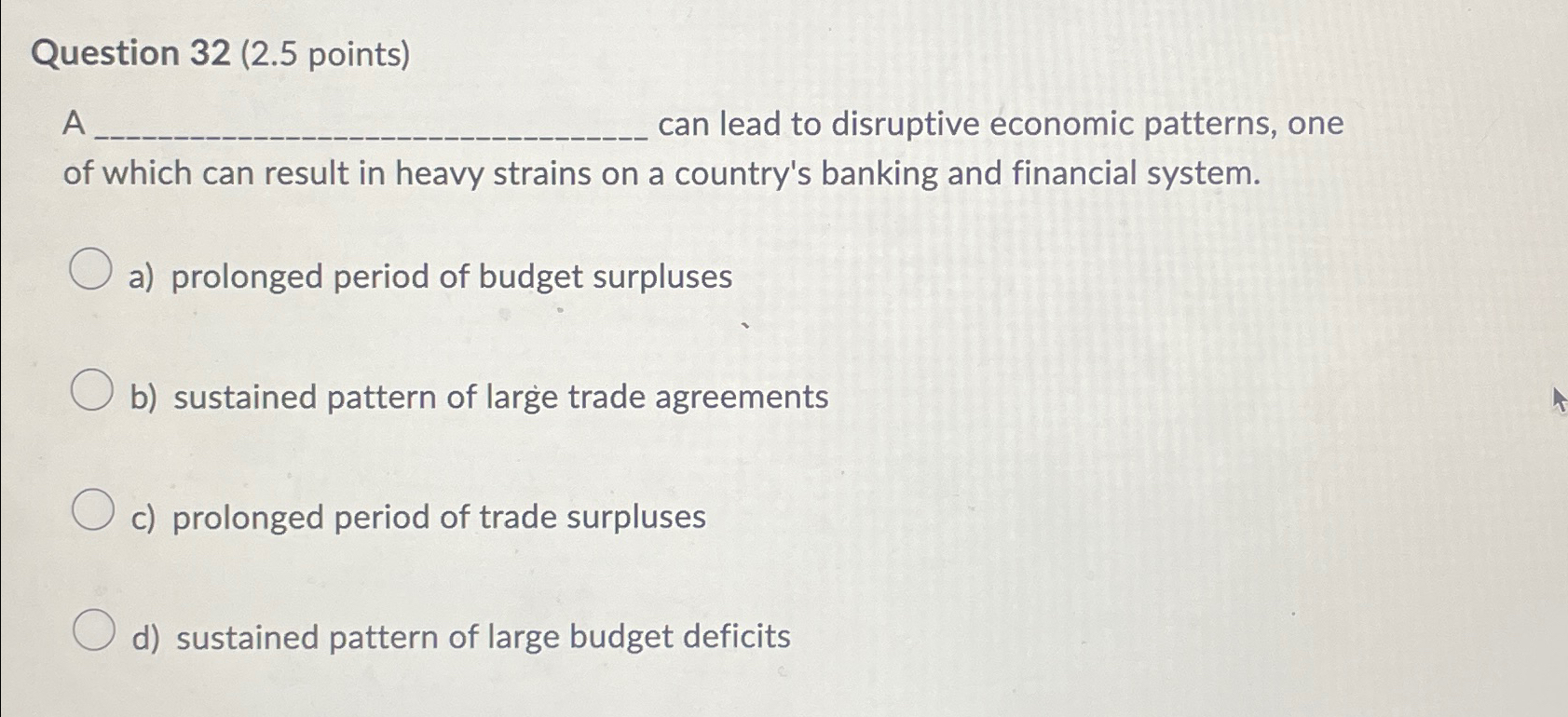 Solved Question 32 (2.5 ﻿points)A can lead to disruptive | Chegg.com | Chegg.com