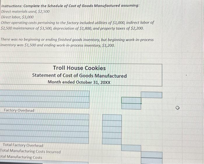 Solved Instructions: Complete the Cost of Goods | Chegg.com