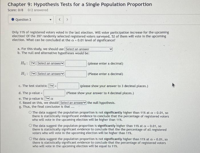 Solved Chapter 9: Hypothesis Tests for a Single Population | Chegg.com