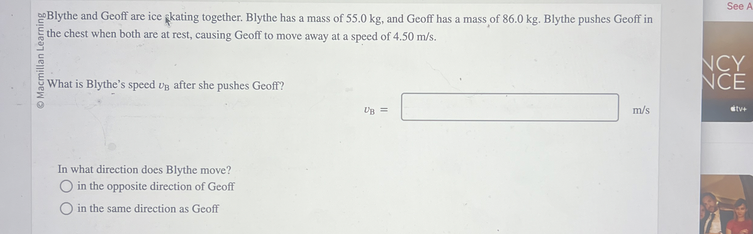 Solved ?∞ ﻿Blythe and Geoff are ice skating together. Blythe | Chegg.com