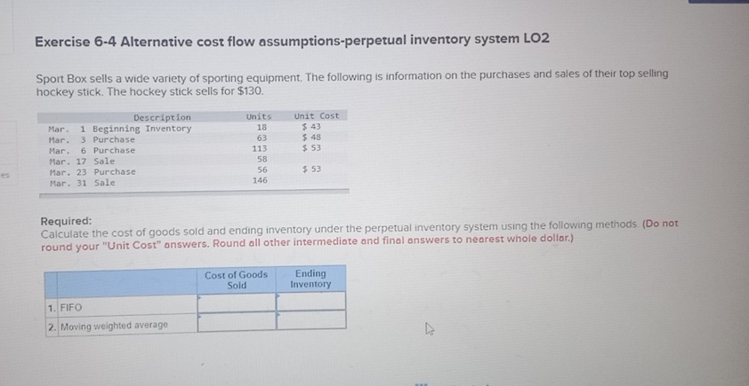 Solved Exercise 6-4 ﻿Alternative cost flow | Chegg.com
