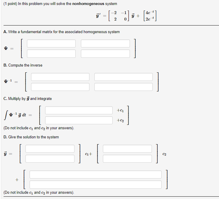 Solved (1 ﻿point) ﻿In this problem you will solve the | Chegg.com