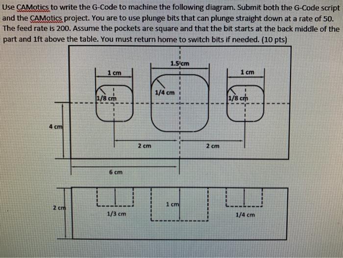 Solved Use CAMotics to write the G-Code to machine the | Chegg.com