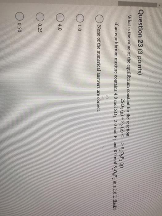 Solved Question 23 3 Points What Is The Value Of The