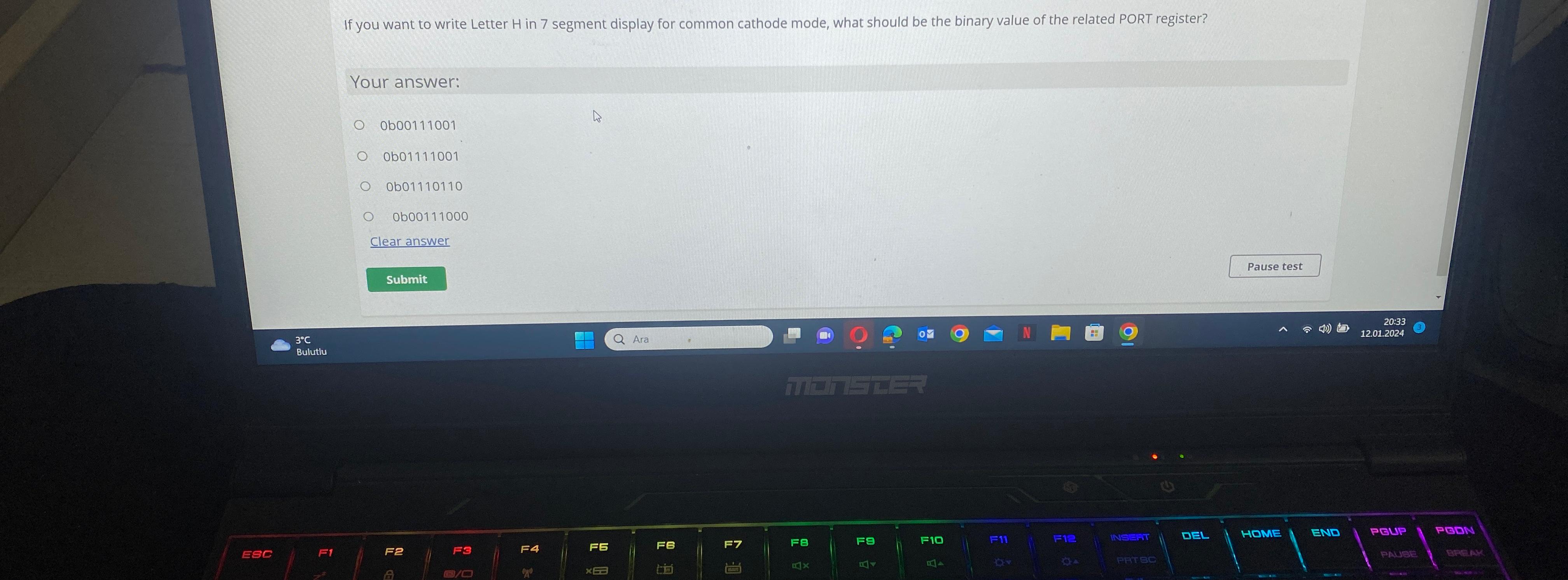 Solved If you want to write Letter H ﻿in 7 ﻿segment display | Chegg.com