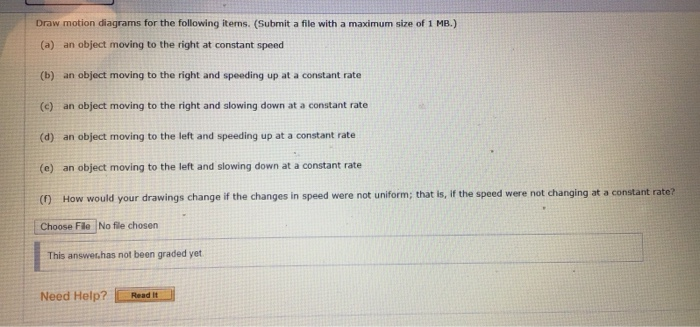 Solved Draw motion diagrams for the following items. (Submit | Chegg.com