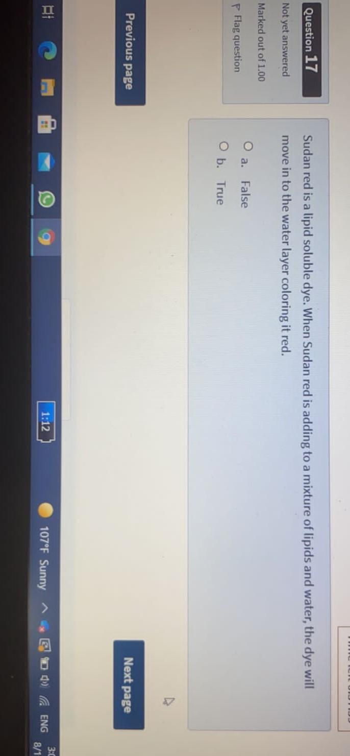 Solved Question 17 Sudan red is a lipid soluble dye. When | Chegg.com