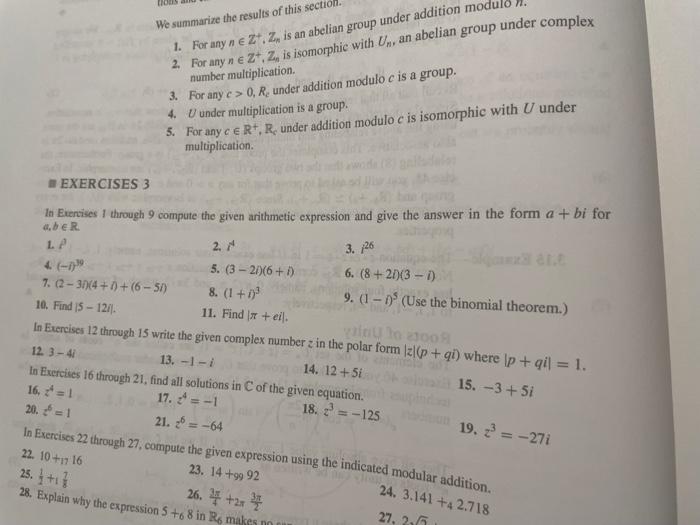 Solved We summarixe the results of this section. 1. For any | Chegg.com