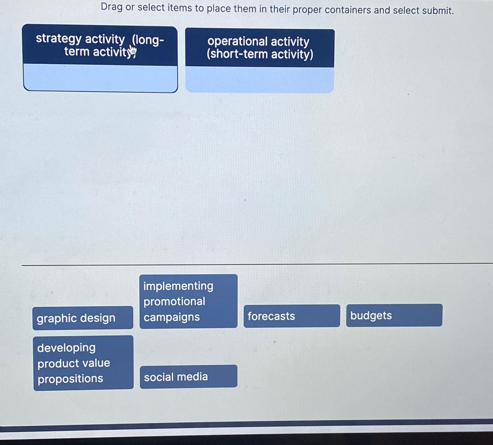 Solved Drag or select items to place them in their proper | Chegg.com
