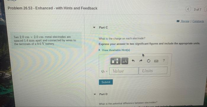 Solved Problem 26.53 - Enhanced - with Hints and Feedback | Chegg.com