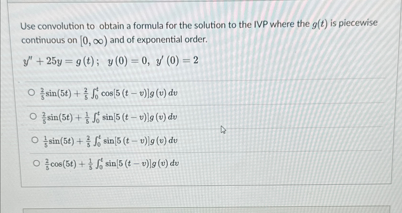 Solved Use convolution to obtain a formula for the solution | Chegg.com