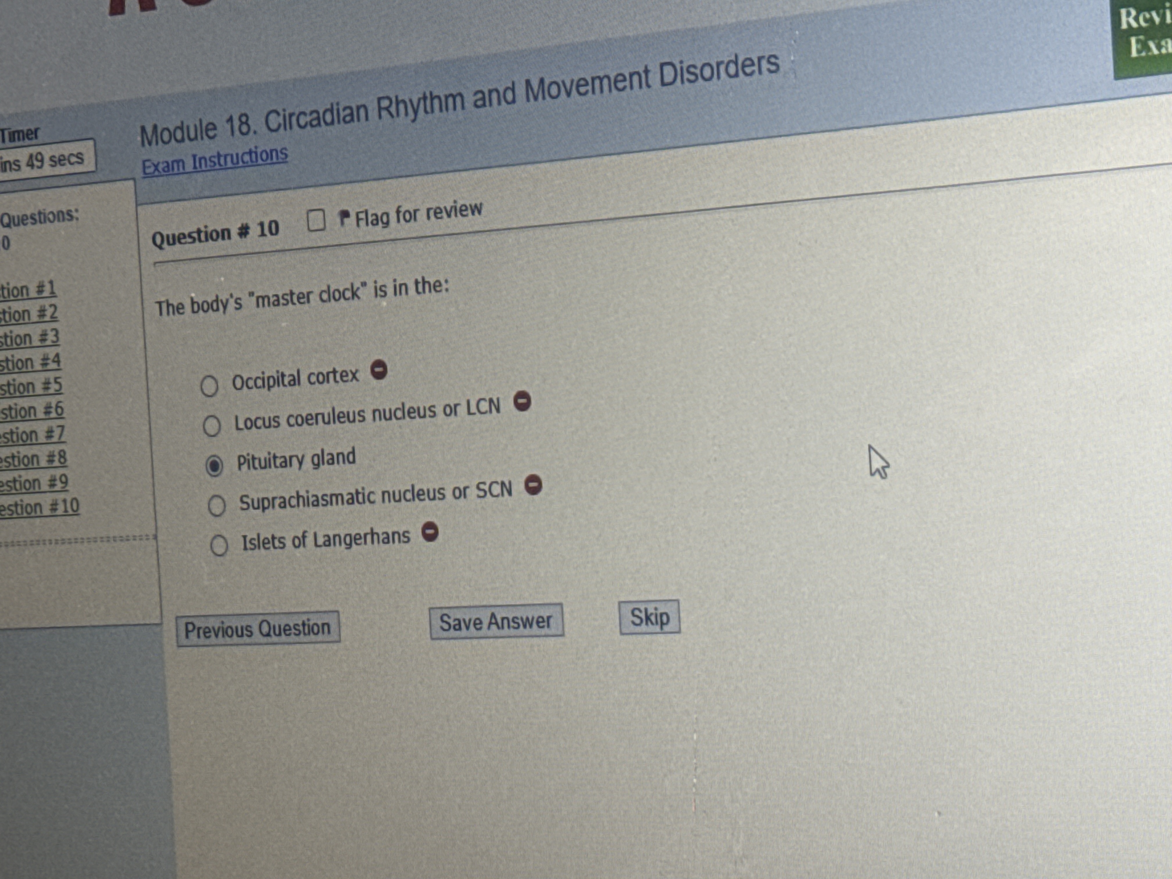 Solved Question \# 10 ﻿Flag for reviewThe body's "master | Chegg.com