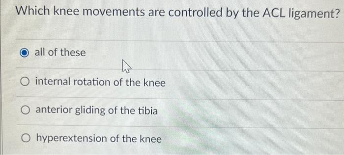 Solved Which knee movements are controlled by the ACL | Chegg.com
