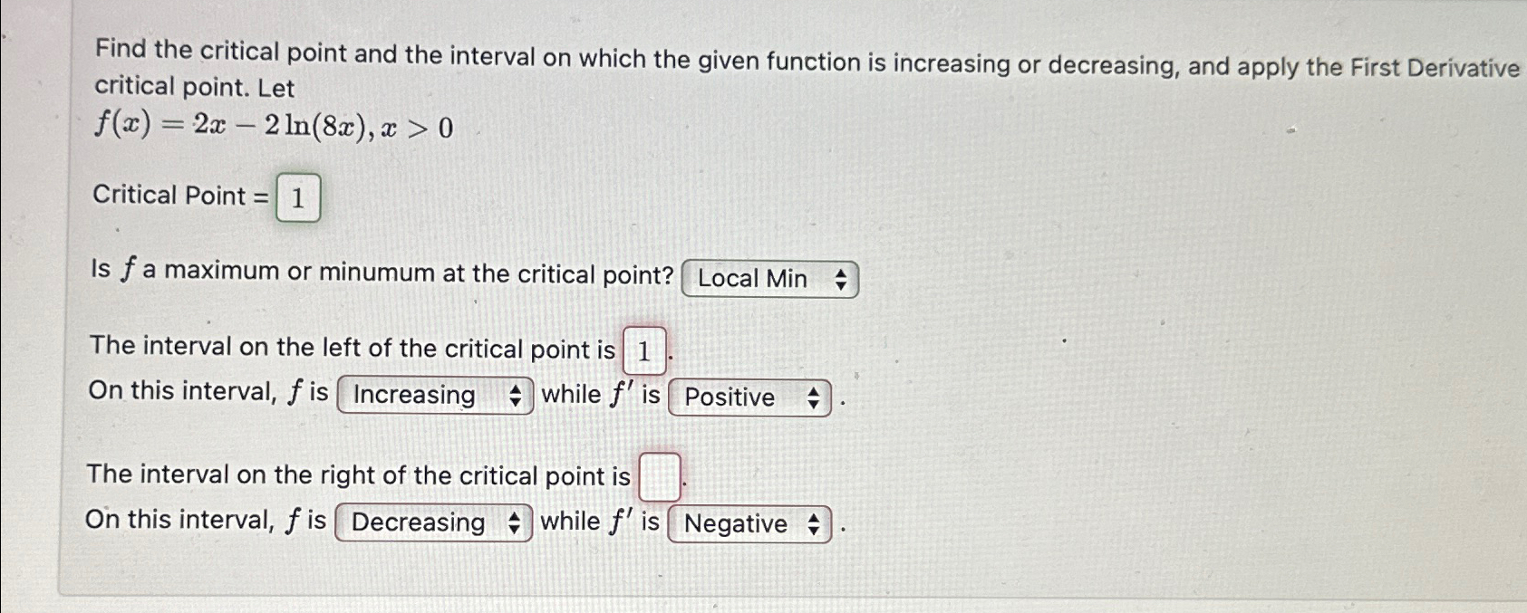 Solved Find the critical point and the interval on which the | Chegg.com