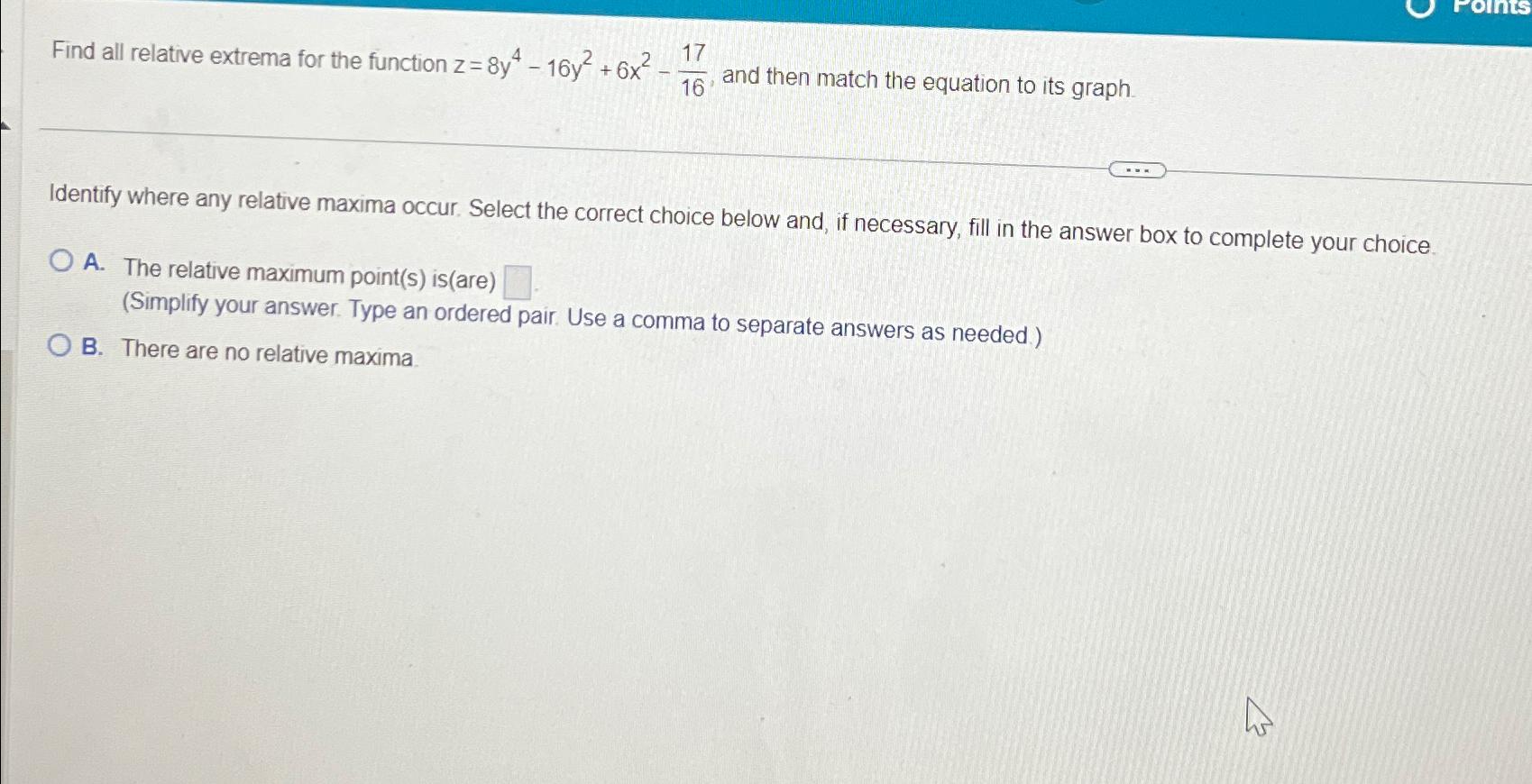 Solved Find all relative extrema for the function | Chegg.com