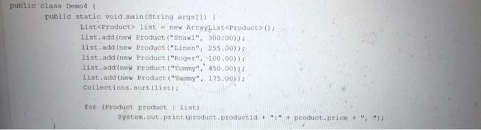 Solved class Product implements Comparable Product> String | Chegg.com
