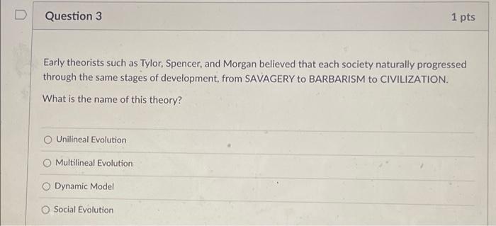 Question 3 Early theorists such as Tylor, Spencer, | Chegg.com