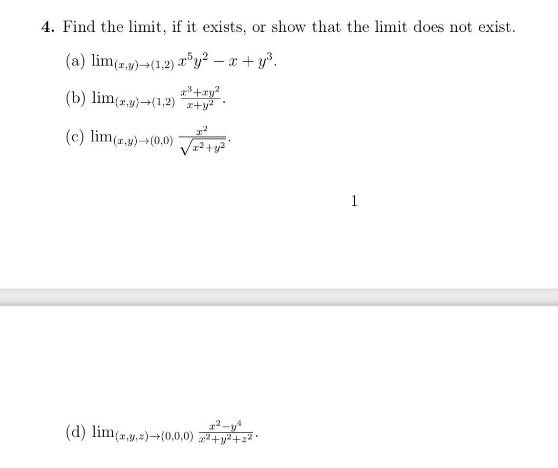 Solved Find the limit, ﻿if it exists, or show that the limit | Chegg.com