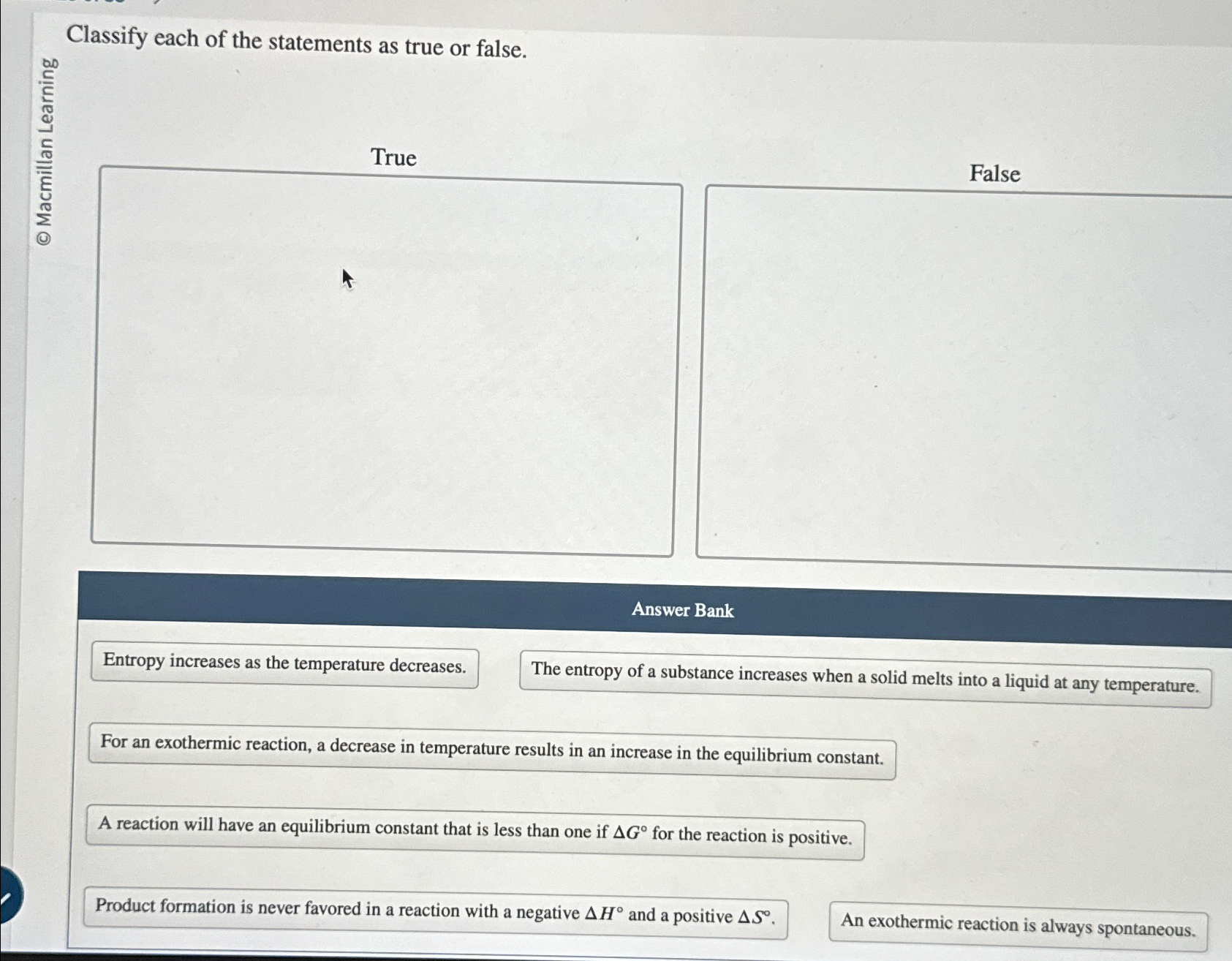 Solved Classify each of the statements as true or | Chegg.com