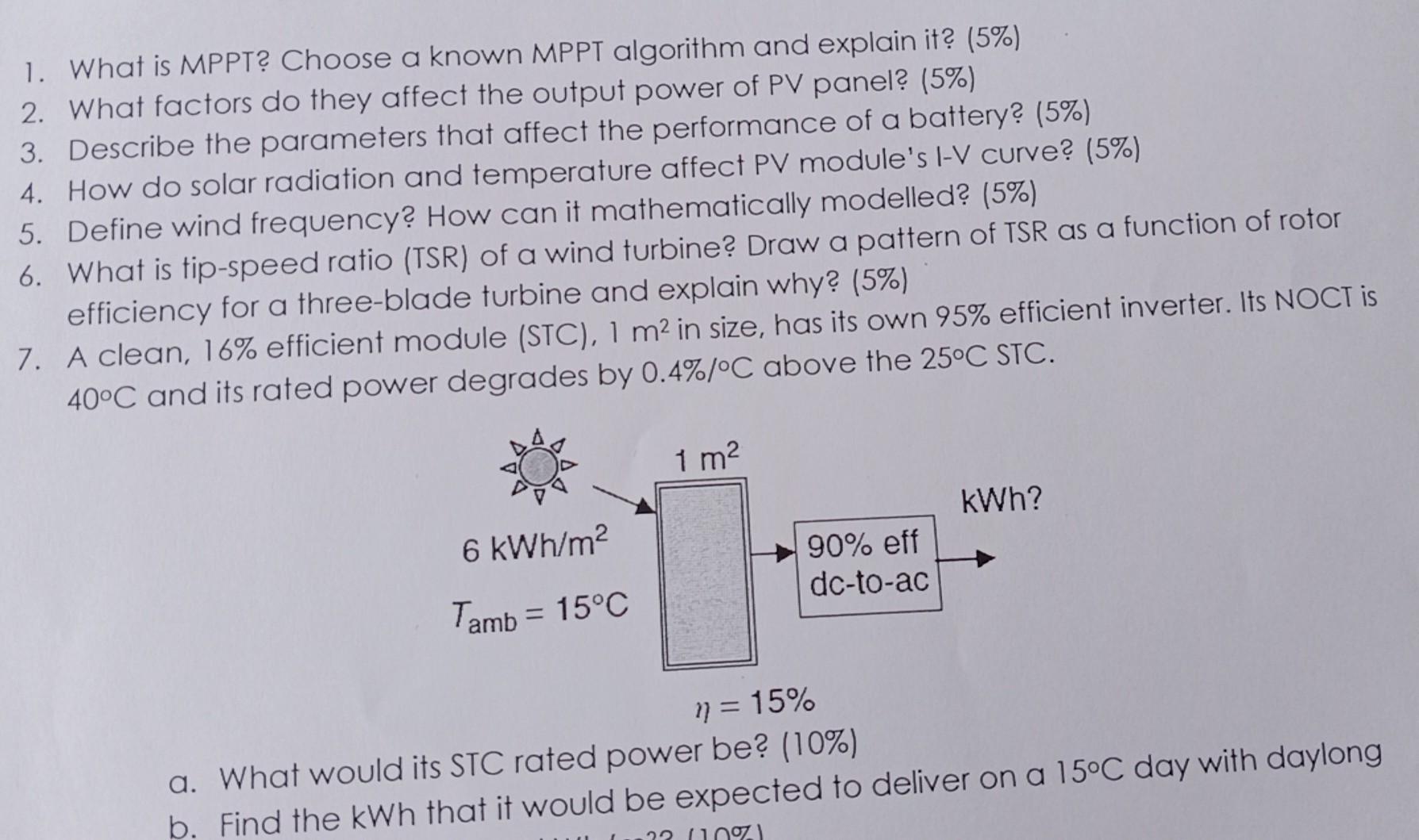 Solved 1. What is MPPT? Choose a known MPPT algorithm and | Chegg.com