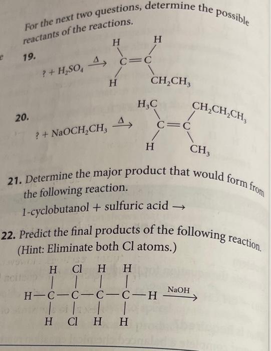 Solved For the next two questions, determine the possible | Chegg.com