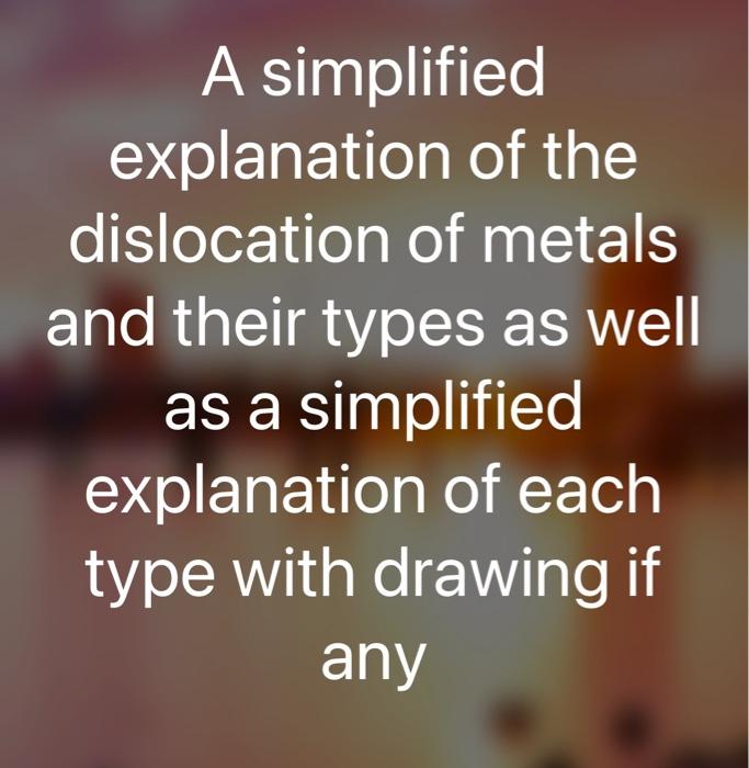 Solved A simplified explanation of the dislocation of metals | Chegg.com