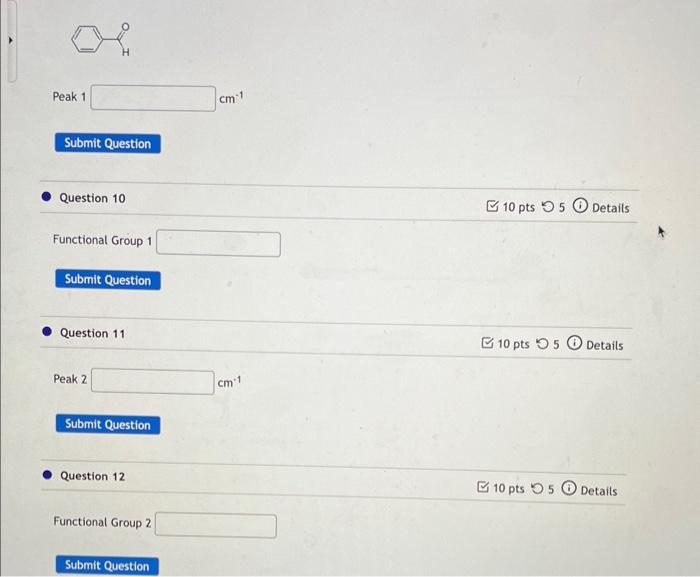 Solved FTIR BP: 179Peak 1 cm−1 Submit Question Question 10 | Chegg.com