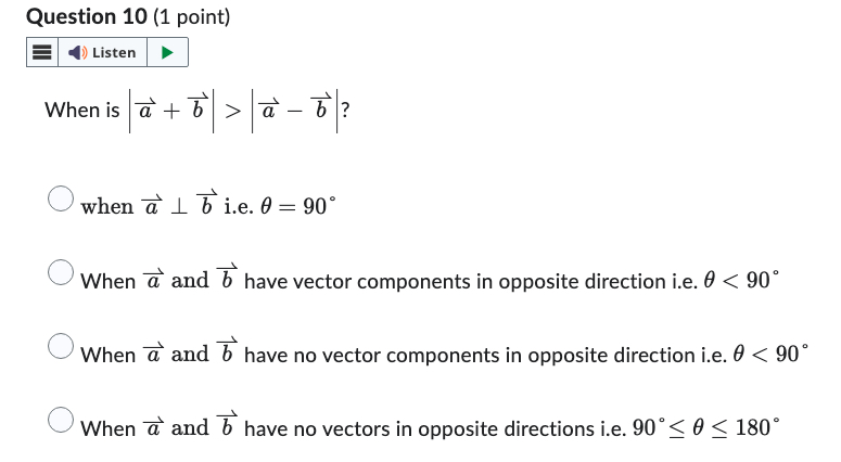 Solved Question 10 (1 ﻿point)When is | Chegg.com