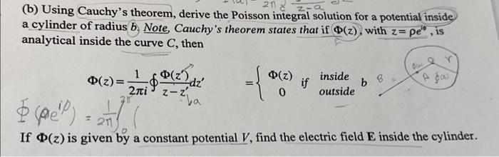Solved 211 za (b) Using Cauchy's theorem, derive the Poisson | Chegg.com