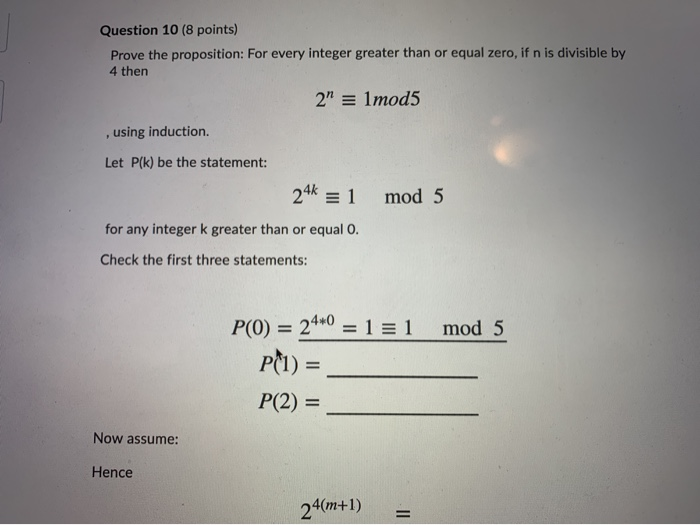 Solved Question 10 (8 points) Prove the proposition: For | Chegg.com
