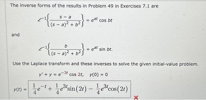 Solved The inverse forms of the results in Problem 49 in | Chegg.com