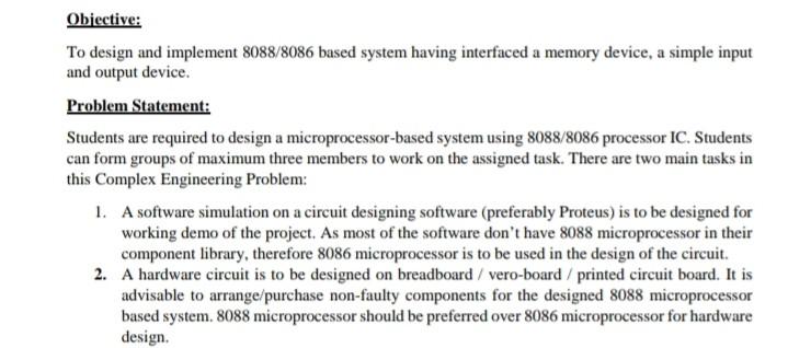 Solved To design and implement 8088/8086 based system having | Chegg.com
