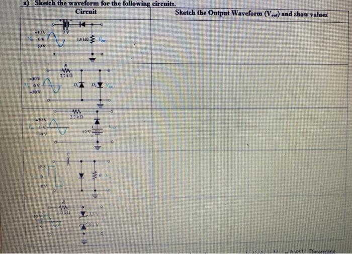 Solved Sketch the waveform for the following circuits. | Chegg.com
