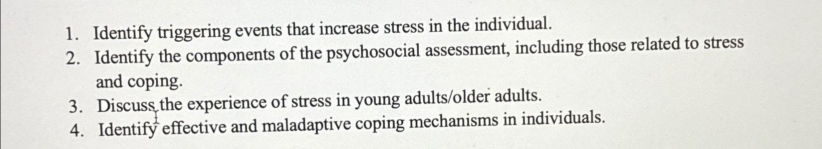 Solved Identify triggering events that increase stress in | Chegg.com