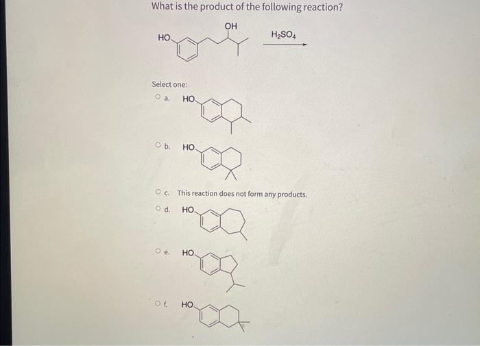 Solved What Is The Product Of The Following Reaction Select