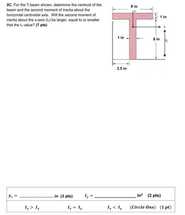 Solved 2C. For the T-beam shown, determine the centroid of | Chegg.com