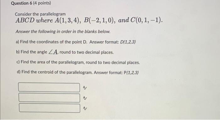 Solved Consider the parallelogram ABCD where | Chegg.com