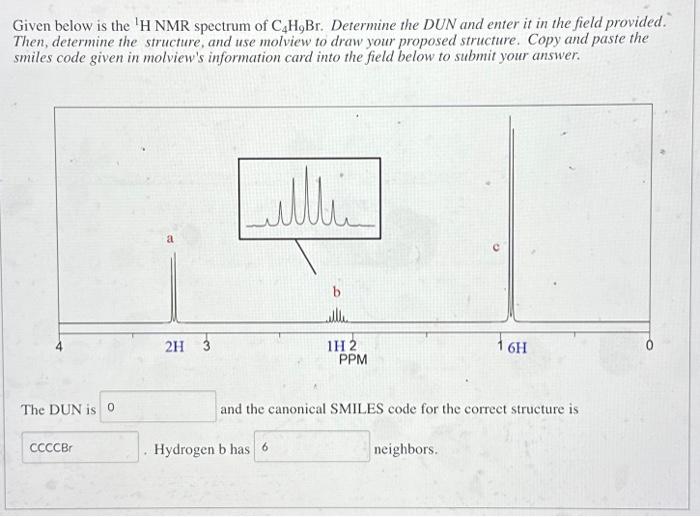 Solved Given below is the 'H NMR spectrum of C4H,Br. | Chegg.com