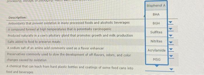 Solved Description: Antioxidants that prevent oxidation in | Chegg.com