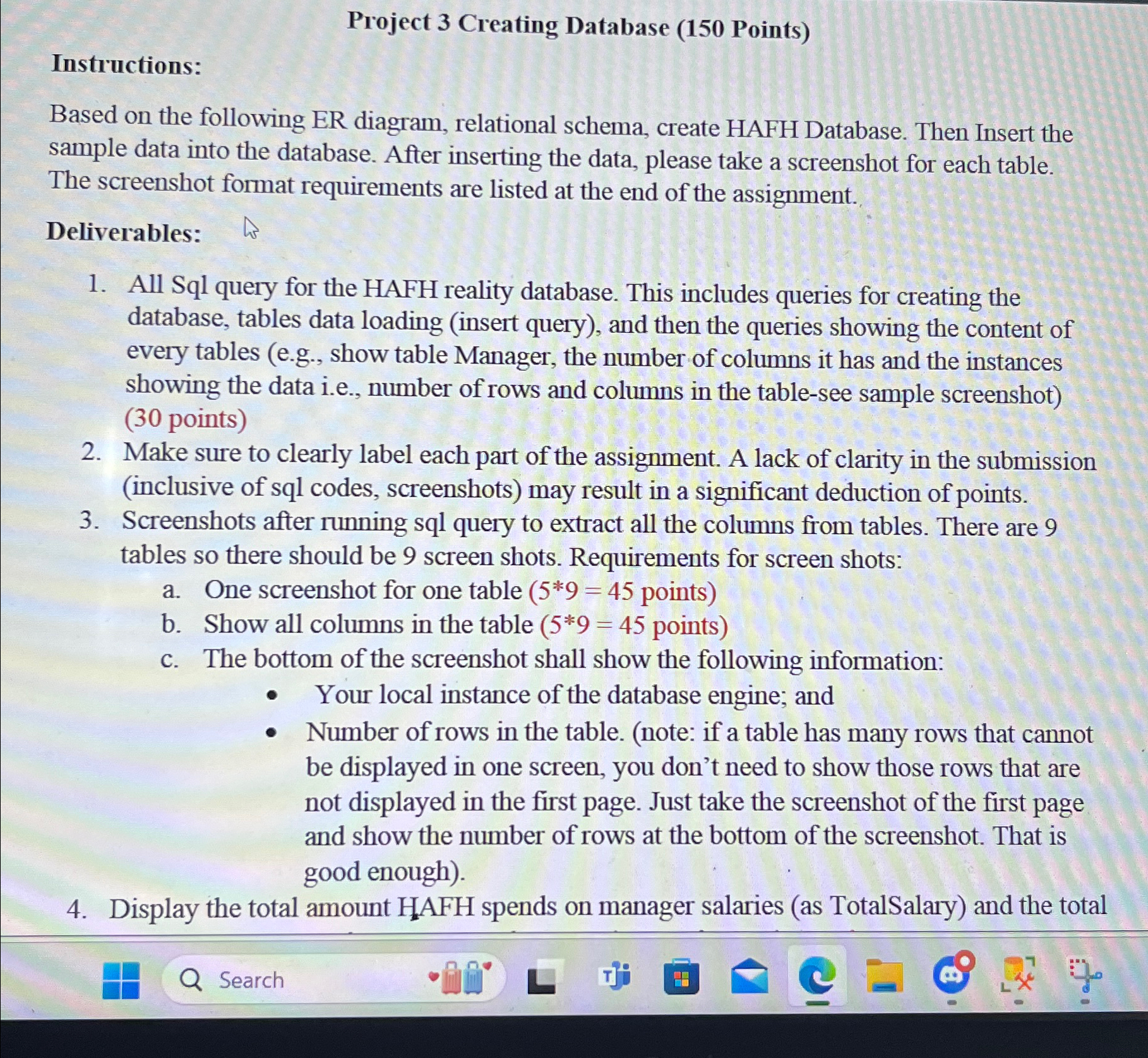 Solved Project 3 ﻿Creating Database (150 | Chegg.com