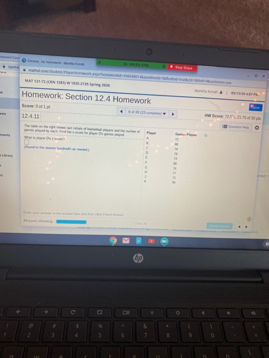 Solved St Share open math.com Student Player Homework | Chegg.com