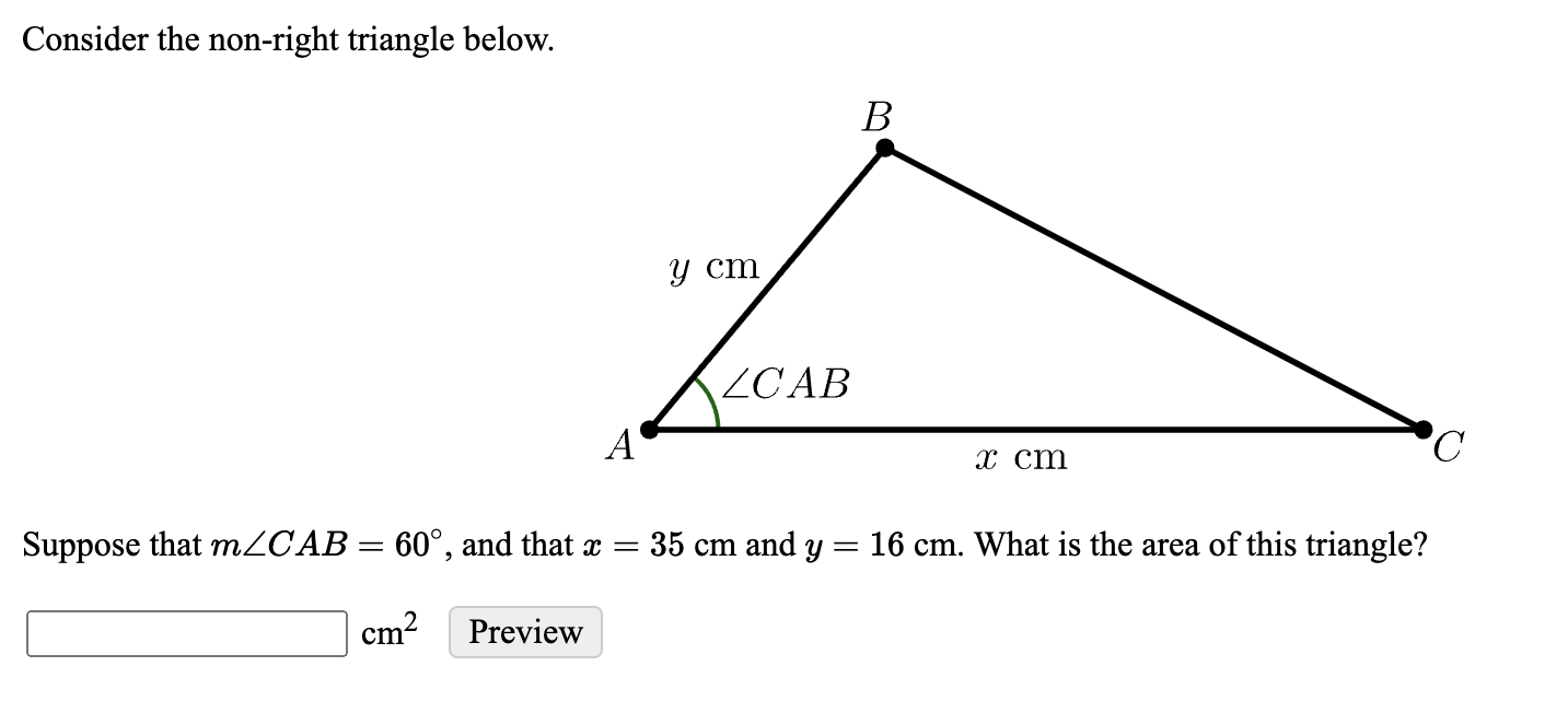 Solved Consider the non-right triangle below.Suppose that | Chegg.com
