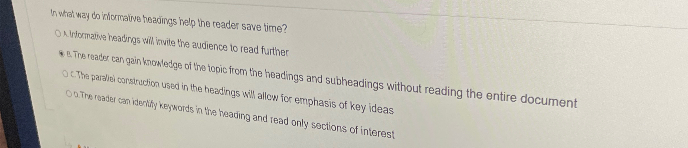 Solved In what way do informative headings help the reader | Chegg.com Solved In what way do informative headings help the reader | Chegg.com